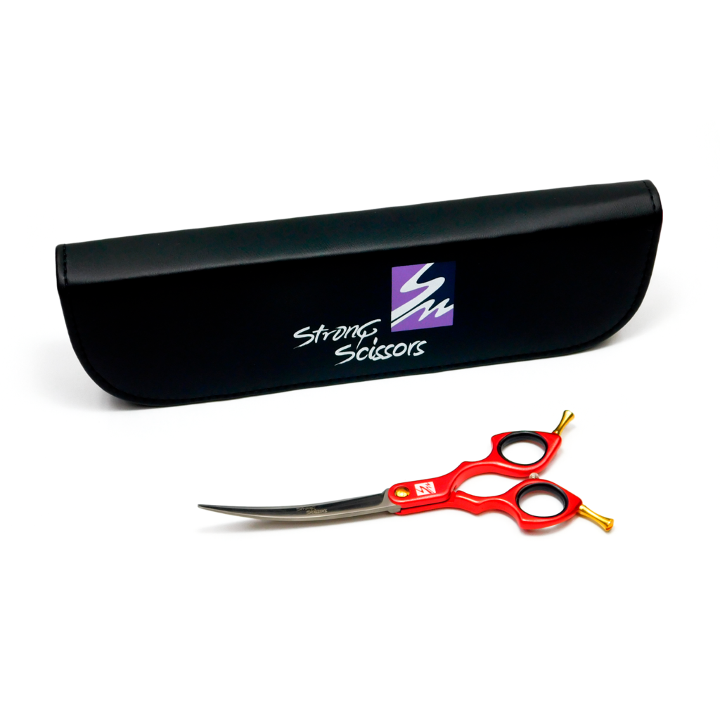 TIJERAS EXTRA CURVA 6.5″ STRONG SCISSORS ROJA – Casa Grooming Colombia